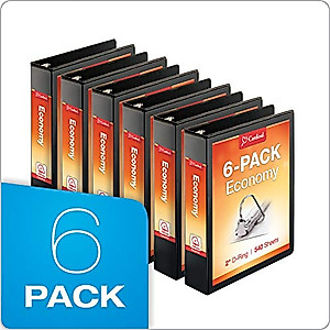 Cardinal by TOPS Products Economy Value ClearVue 2-Inch Slant-D Ring Binders, 540 Sheet Capacity, Black, Case of 6 Binders (90760)