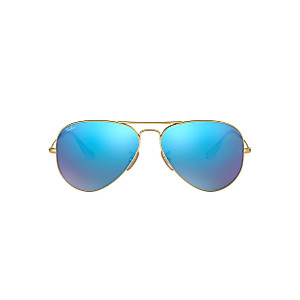 Ray-Ban RB3025 Classic Aviator Sunglasses, Matte Gold/Grey Mirrored Blue, 58 mm