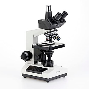 AmScope T390B-3M Digital Professional Compound Trinocular Microscope, 40X-2000X Magnification, WF10x and WF20x Eyepieces, Brightfield, Halogen Illumination, Abbe Condenser, Double-Layer Mechanical Stage, 110V-220V Auto-Switching, Includes 3MP Camera with