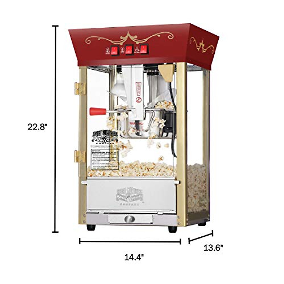 Great Northern Popcorn Red Matinee Movie Theater Style 8 oz. Ounce Antique Popcorn Machine