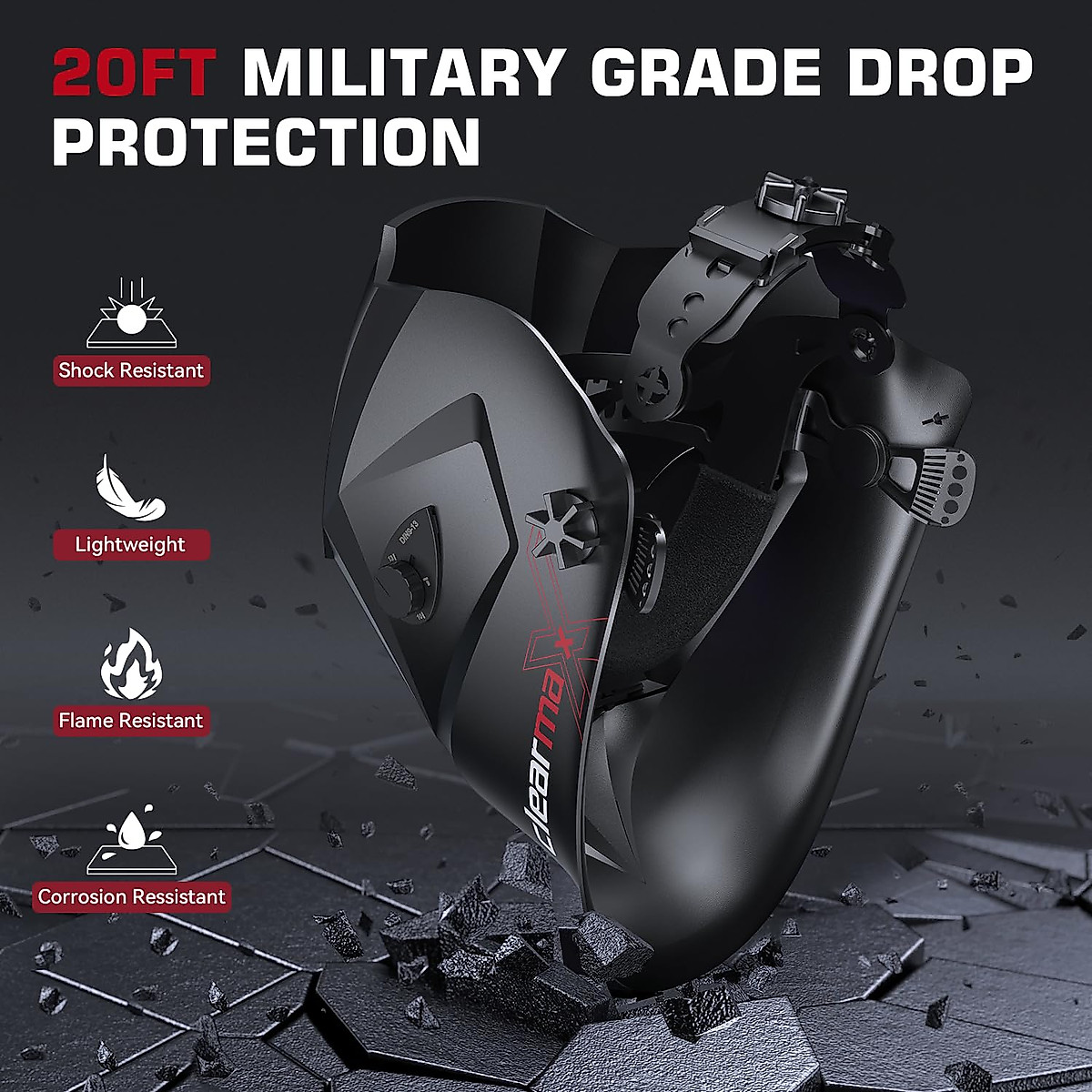 ARCCAPTAIN Large Viewing Screen Welding Helmet, 1/1/1/1 Top Optical Clarity Auto Darkening Welding Hood, 4 Arc Sensor 1/25000s Response Time True Color Ultra Light Welding Helmet with Adjustable Shade