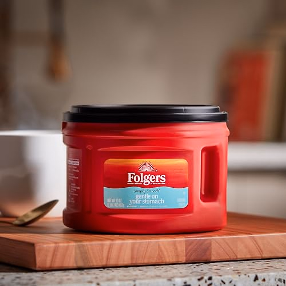 Folgers Simply Smooth Mild Roast Ground Coffee, 23 Ounce (Pack of 6), Gentle on Your Stomach (Packaging May Vary)