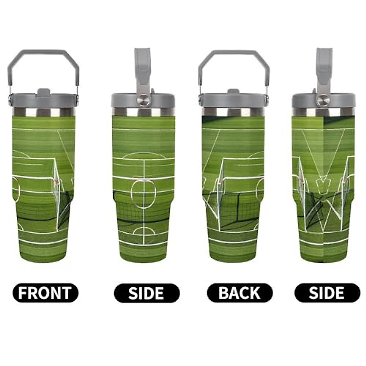 WITHSBKK 30oz Car Cup Football Goal Post Sports Area Printed with Portable, Stainless Steel Travel Mug, Vacuum Insulated Tumbler And Straw, Leakproof for Car & Outdoor, UV Printed Design