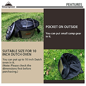 CAMPINGMOON Canvas Carry Bag for 10-inch Dutch Oven DO-28BK