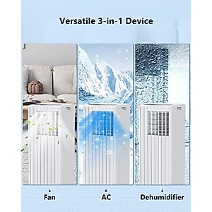 8000 BTU Portable Air Conditioner, AC Unit for Room Bedroom, Cooling up to 350 Sq.Ft. 24-Hour Timer, Sleep Mode, Remote Control Remote Control-White