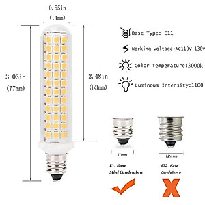 G MGY OLED E11 LED Bulb 9W, LED E11 Dimmable, JD T4 E11 Mini Candelabra Base, 100W 120W Halogen Bulb Replacement, 1100LM, AC120V, for Indoor Decorative Lighting (Warm White 3000k 2-Pack)