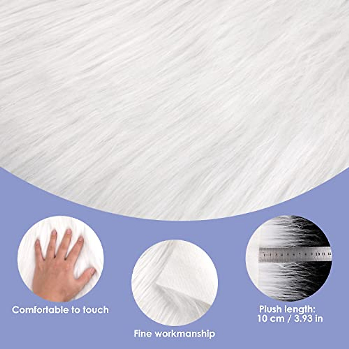 Lusofie Faux Fur Fabric 20×20 Inches White Fur Fabric Plush White Faux Fur Fabric Square Patch for Crafts Gnomes Costume Camera Floor Decoration Mats