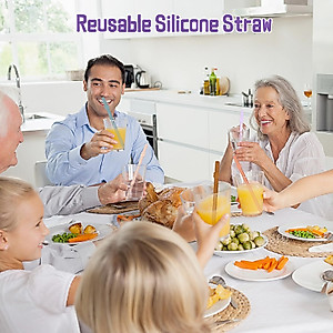 Reusable silicone straws for kids and adults - Dishwasher safe - 10 PCS 6.8 inch, BPA free, food grade multi-coloured straws for smoothies, shakes, drinks - Foldable for home and travel use