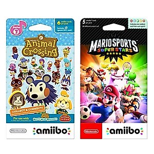 Nintendo Animal Crossing Cards Series 3 (Pack of 6 Cards) and Mario Sports Superstars amiibo (Pack of 5 Cards) -Bundle - Nintendo Switch ,3DS and Wii U