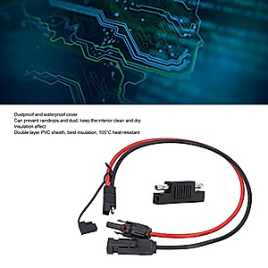 Solar Panel to SAE Adapter Cable 10AWG 0.60m PV Connector Solar Extension Cable with Waterproof Cap for Automobiles, Solar Devices