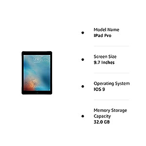 iPad Pro 9.7-inch (32GB, Wi-Fi + Cellular, Space Gray) 2016 Model (Refurbished)
