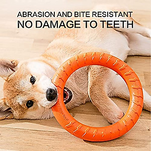 New Dog Toy Flying Ring,Throwing Tug of War Interactive Dog Toys for Small Medium Large Breed,Waterproof and Flexible for Aggressive Chewers (Orange Large)