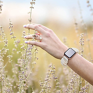 Recoppa Compatible for Apple Watch Band Scrunchie 38mm 40mm 41mm 42mm 44mm 45mm Cute Printed Elastic Solo Loop Bands Women Bracelet Strap for iWatch Series 9 8 7 6 5 4 3 2 1 SE, 4 Packs