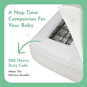 Evolur Comfort Balance Plus Supreme 260 Coil Inner Spring Crib & Toddler Mattress, Waterproof, Green Guard Gold Certified, Removable Cover, White, Crib