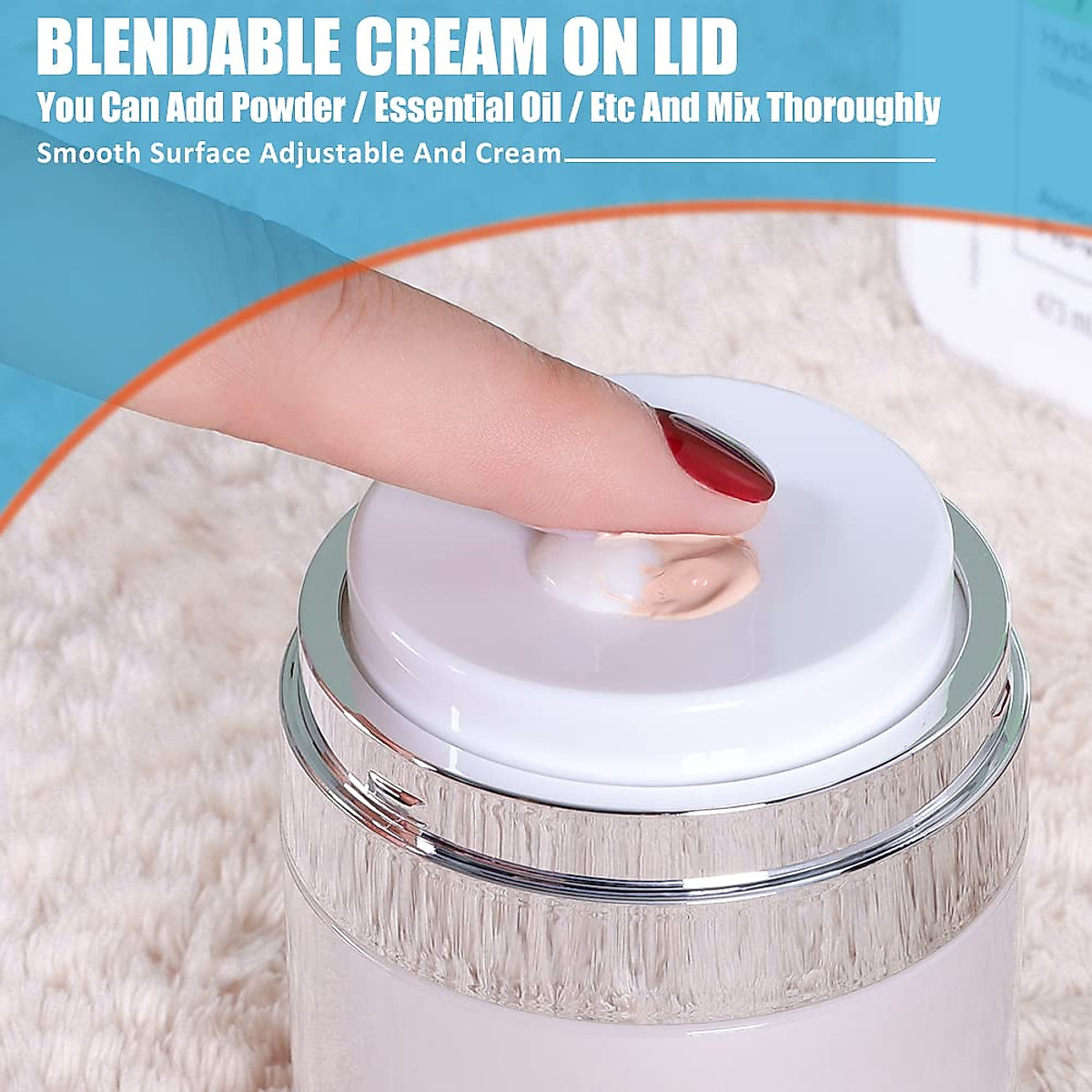 Airless Pump Jars, 1.7 oz Pump Dispenser, Acrylic Lotion Dispenser for Thick Moisturizer, Skincare Cream, Travel Lotion Container (2 Pack)