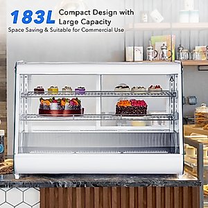 Garvee Refrigerated Display Case 6.5 Cu.Ft. Countertop Pastry Display Case Commercial Display Refrigerator w/LED display Air-cooling Automatic Defrost Rear Sliding Door
