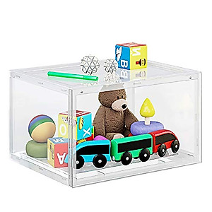 SONGMICS Shoe Boxes, Pack of 3 Stackable Shoe Organizers with Clear Door for Sneakers, Plastic Shoe Storage for US Size 12, 14.2 x 11 x 8.7 Inches, Transparent ULSP03CW