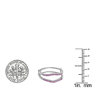 Dazzlingrock Collection Round Pink Sapphire Wedding Enhancer Guard Ring for Women in 14K White Gold, Size 6