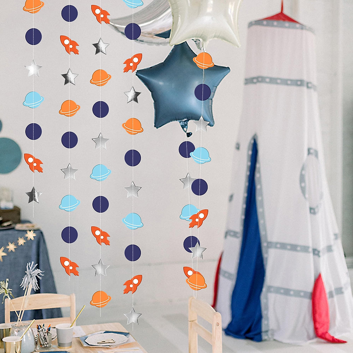 Blast Off to Outer Space Garland Space Party Banner Rocket Ship Baby Shower Birthday Party DIY Decorations Boys Room Decor