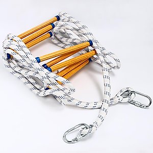 JIUXQT Fire Escape Ladder for 2 Story 13FT Safety Balcony Rope Ladder with Hooks Home Window Balcony Railing Tree House