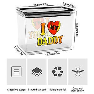 I Love My Daddy Storage Box Plastic Food Organizer Container Canisters with Lid for Kitchen