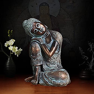 Haytijoe Resin Bronze Sleeping Buddha Statue Crafts Southeast Asia Style Antique Buddha Sculpture Decor for Home Office, 9.1" Tall(Sleeping Buddha)