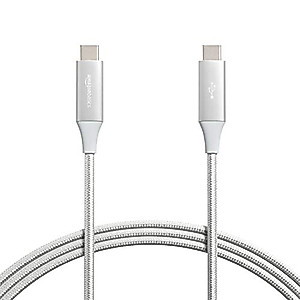 Amazon Basics Aluminum Braided 100W USB-C to USB-C 3.1 Gen 1 Cable with Power Delivery - 6-Foot, Silver
