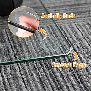 TEAKMAMA 36" x 46" Office Chair Mat Tempered Glass Chair Mat, Highly Transparent Floor Mat, 1/5" Thick Office Chair Mat, Office Chair Mat for Carpet or Hardwood Floor with 4 Anti-Slip Pads