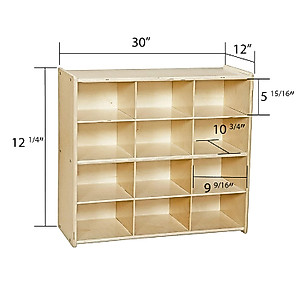 Contender 12 Compartment Toy Storage Cabinet for Kids, Daycare Shelves for Organizing Art and Craft Supplies, 100% Plywood Cubby Shelving for Classroom, Assorted