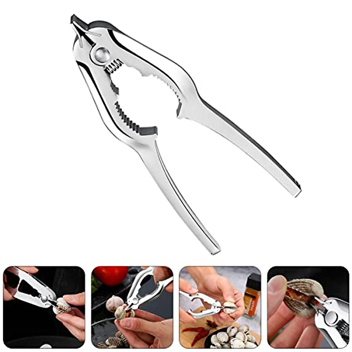 BESTonZON 2 pcs Plier Opener Crackers Oyster Sheller Slip Stainless Multifunctional Tool Shell Nutcracker Practical Duty Shellfish Chestnut Clam for Leg Restaurant Heavy Non- Walnut Crab