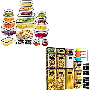 JSCARES 34 PCS Food Storage Containers Set and Food Storage Containers Set with Airtight Lids BPA-Free Plastic Food Container for Kitchen Storage Organization