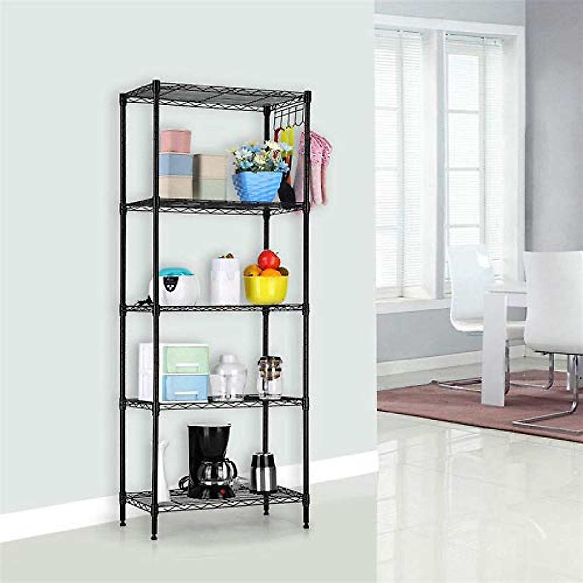 Liupoket Changeable Assembly Floor Standing Carbon Steel Storage Rack Black