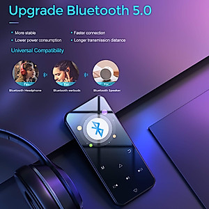 RUIZU 32GB HiFi Lossless MP3 Player with Bluetooth 5.0, DSD High Resolution Digital Audio Player, High-Res Portable Music Player with 2.8 inch Full Touch Screen, Support up to 512GB Micro SD Card