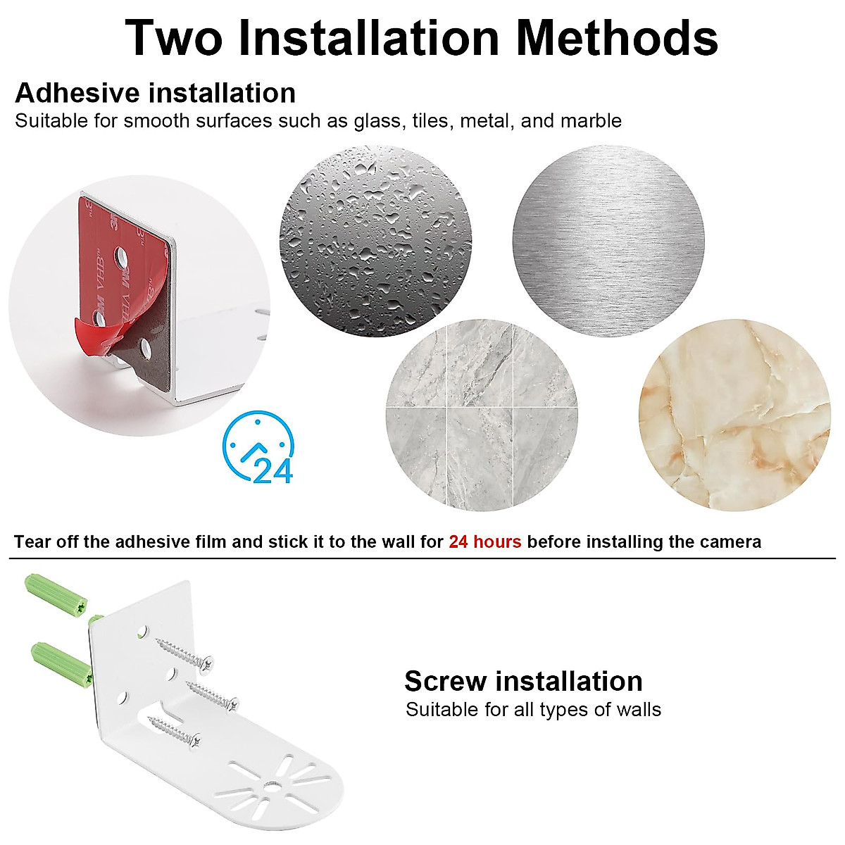 UYODM 2Pack Adhesive Metal Wall Mount Bracket Compatible with Google Nest Cam Outdoor or Indoor, Battery - 2nd Generation, VHB Stick On,No Drilling Mounting Get The Best View,Two Ways Installation