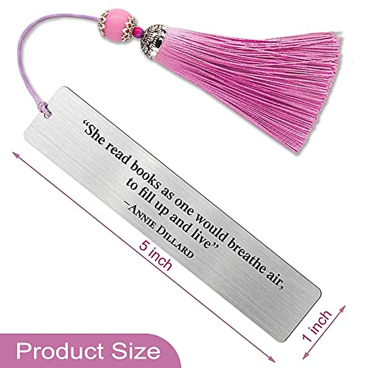 Hafhue She Read Books As One Would Breathe Air, to Fill Up and Live Metal Bookmark Book Lover Gifts for Woman Man Graduation Gifts Back to School Gifts Book Club Gifts Annie Dillard