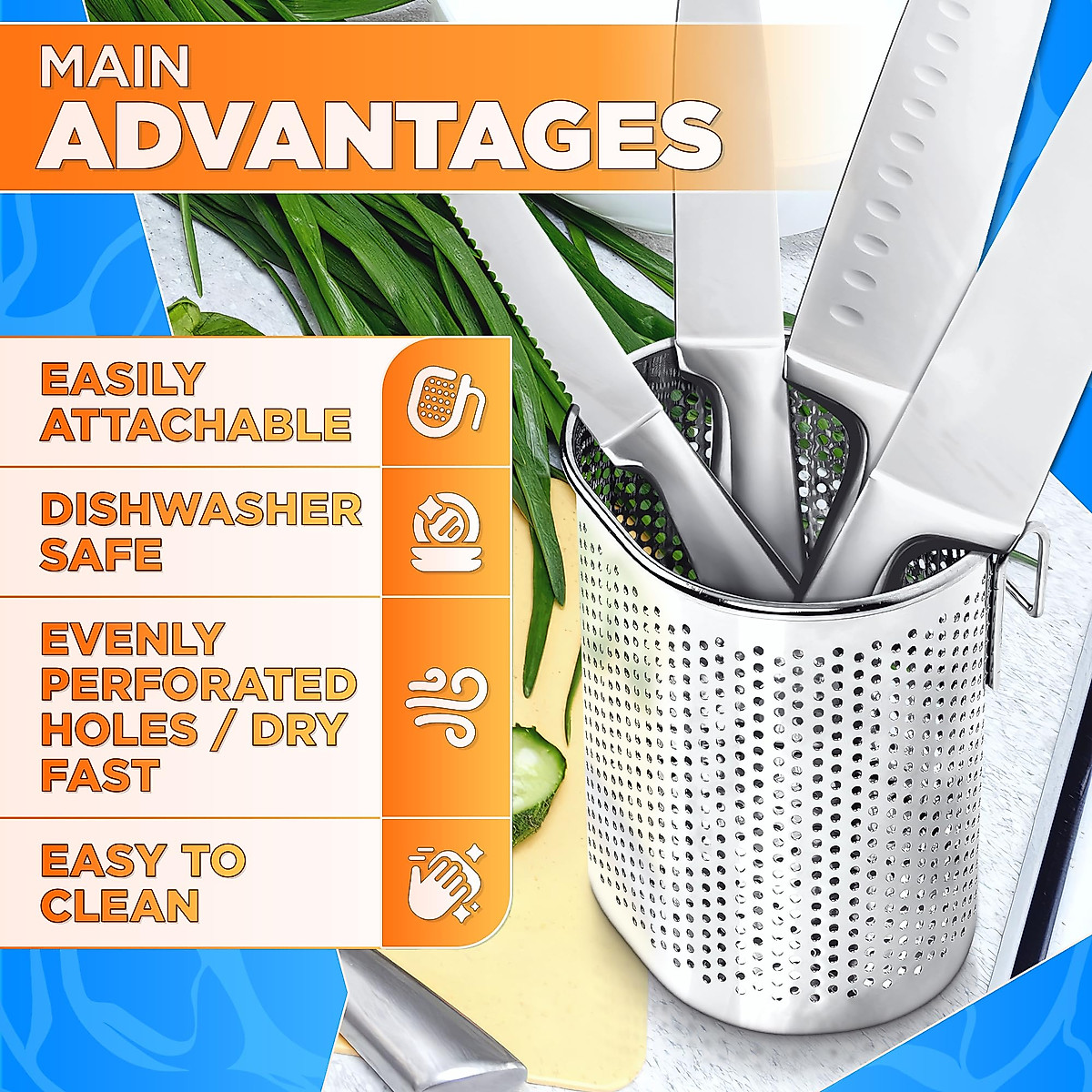 Chopsticks Holder Dishwasher Cutlery Rack - Oval Cutlery Drainer Basket for Kitchen Sink Dishwasher Rack - Stainless Steel Utensil Container for Dishwasher - Cutlery Caddy Silverware Drying Rack