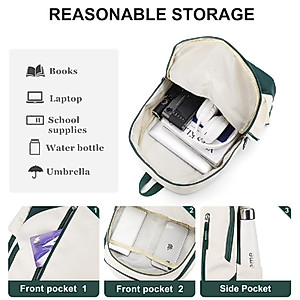 weradar Lightweight Cute Travel Bookbags For Teens Girls,Aesthetic Students Backpack,Simple High School Bag Boys,Casual Daypack College Backpack For Women&Men(White)