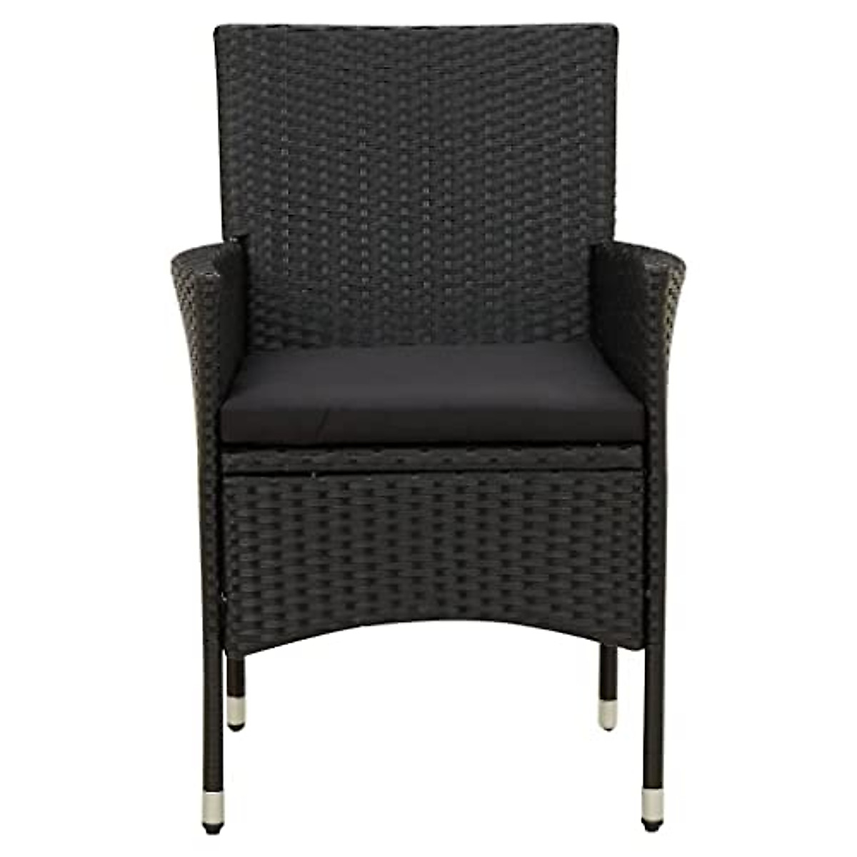 BIGBARLEY All Weather Outdoor Chairs with Armrest, Dining Chair, for Garden Deck Backyard, Patio Chairs with Cushions 2 pcs Poly Rattan Black