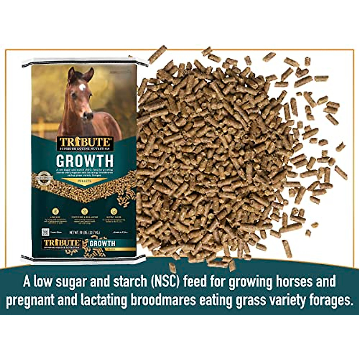 TRIBUTE Kalmbach Feeds Growth Pellets for Horse, 50 lb