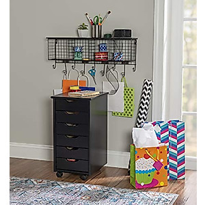 Linon Six Drawer Rolling Storage Corinne Cart, Black 6