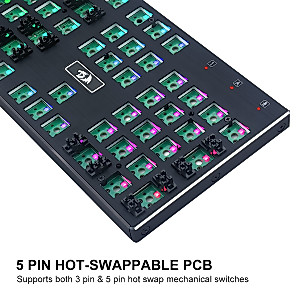Redragon BBK556 Custom Gaming Mechanical Keyboard Kit – 100% 104 Keys DIY RGB Fully Modular Keyboard - USB Wired Barebones Full Size Keyboard HOT SWAPPABLE 3pin/5pin Switch, Black