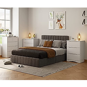 Gizoon 3 Drawers Chest, White Bedroom Drawer Dresser and Organizer with Large Storage Capacity, Embedded Handle, and Sturdy Anti-tripping Device, Modern Design Cabinet for Hallway, Office, Living Room