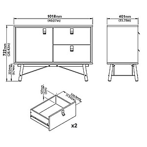 Tvilum 1 Door, 2 Drawer Sideboard, Black Matte/Walnut