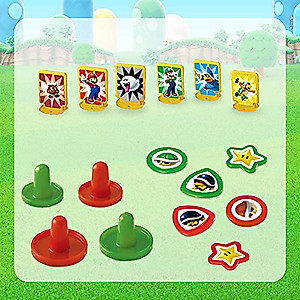 Epoch Games Super Mario Air Hockey, Tabletop Skill and Action Game with Collectible Super Mario Action Figures