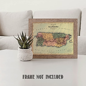 1886 Puerto Rico Map - 11x14 Unframed Art Print - Perfect Wall Decor in This Highly Detailed Restored Reproduction Under $15