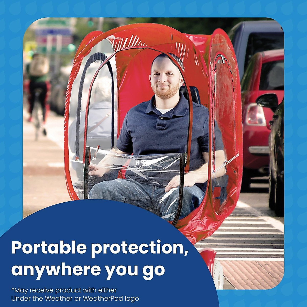 WeatherPod – The Original Large Upper-Body Pod – 1-Person Wearable Pod for Manual & Electric Wheelchairs and Folding Chairs, Protection from Cold, Wind and Rain – Red
