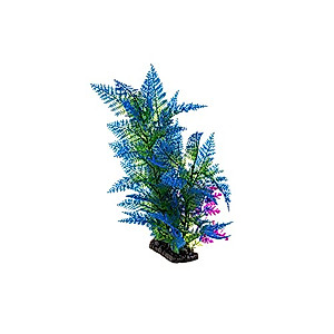 CNZ Aquarium Decor Fish Tank Decoration Ornament Artificial Plastic Plant Green/Blue, 15.7-inch