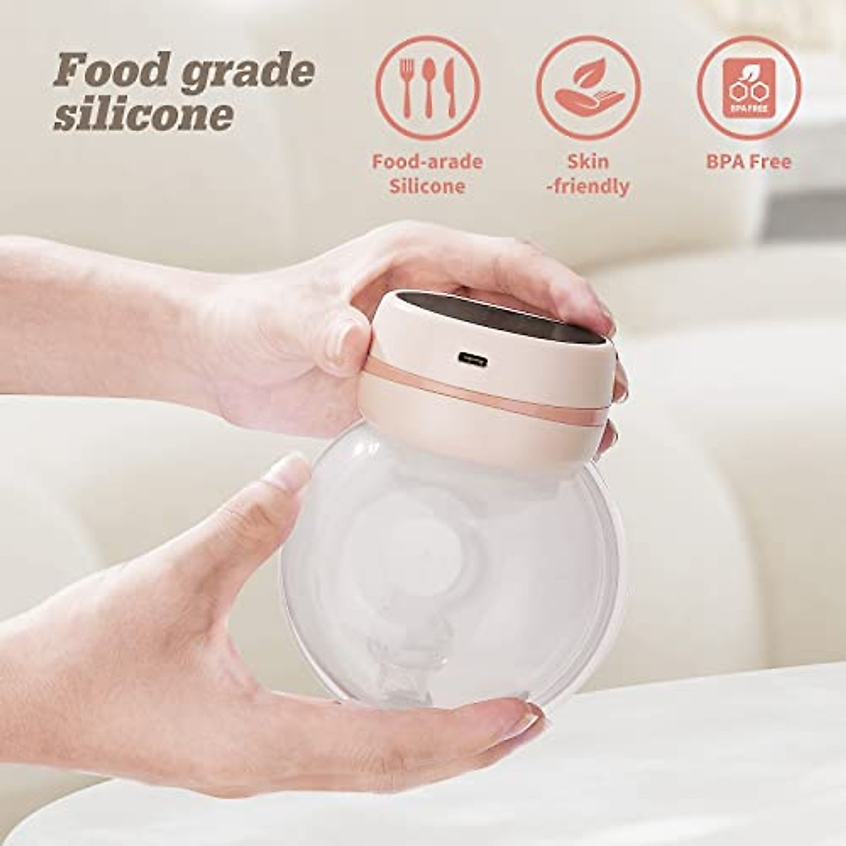 Breast Pump Electric,Wearable Breast Pump,Portable Breast Pump with 3 Modes 9 Levels,Memory Function Rechargeable Single Milk Extractor with Massage Mode-24mm Flange…