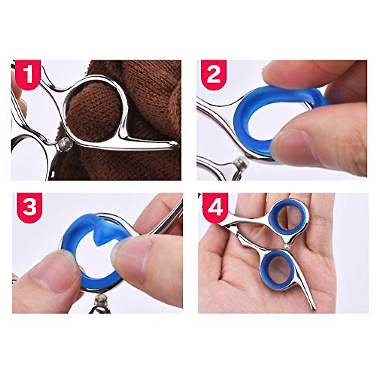ConStore 10pcs Soft Silicone Scissors Finger Ring Sizer Inserts Barber Hairdressing Shears Thumb Ring Grips Inserts for Grooming Scissors Pet Shears (Purplr)