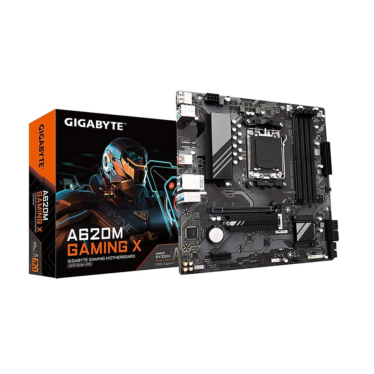 GIGABYTE A620M GAMING X (AM5/ LGA 1718/ AMD/ A620/ Micro ATX/ 5-Year Warranty/ DDR5/ PCIe 4.0 M.2/ PCIe 4.0/ USB 3.2 Gen1x2 Type-C/Realtek 1GbE LAN/Q-Flash Plus/PCIe EZ-Latch/Motherboard)